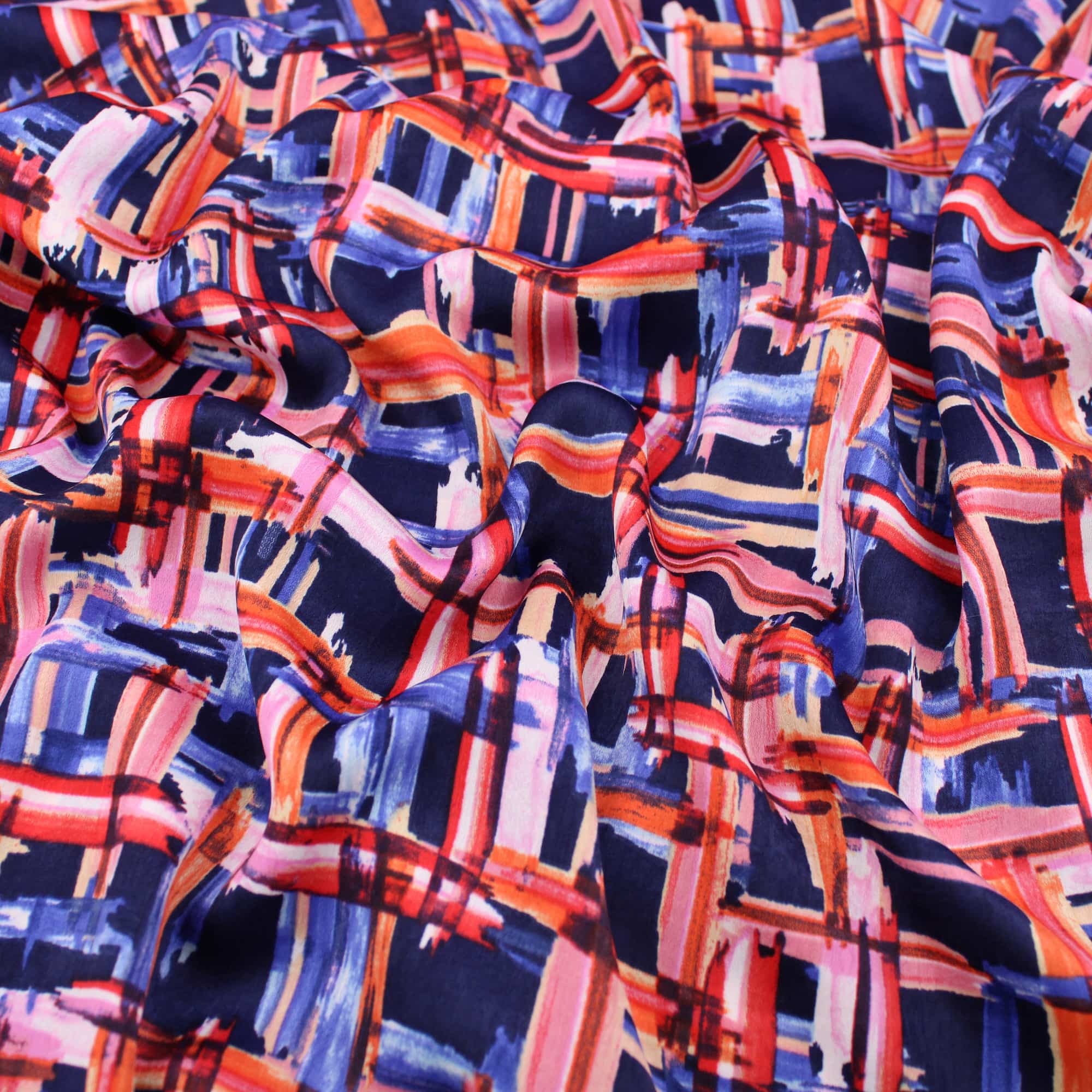 Retro Poly Satin Squares - Navy – Lullabee Fabrics