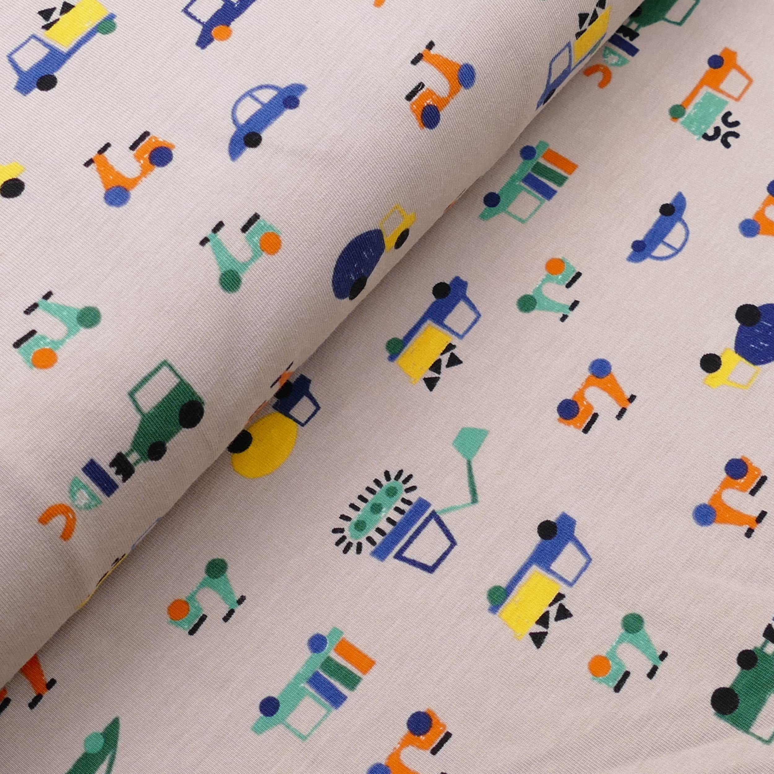 Traffic 100% Organic Cotton Jersey - Traffic Sand – Lullabee Fabrics