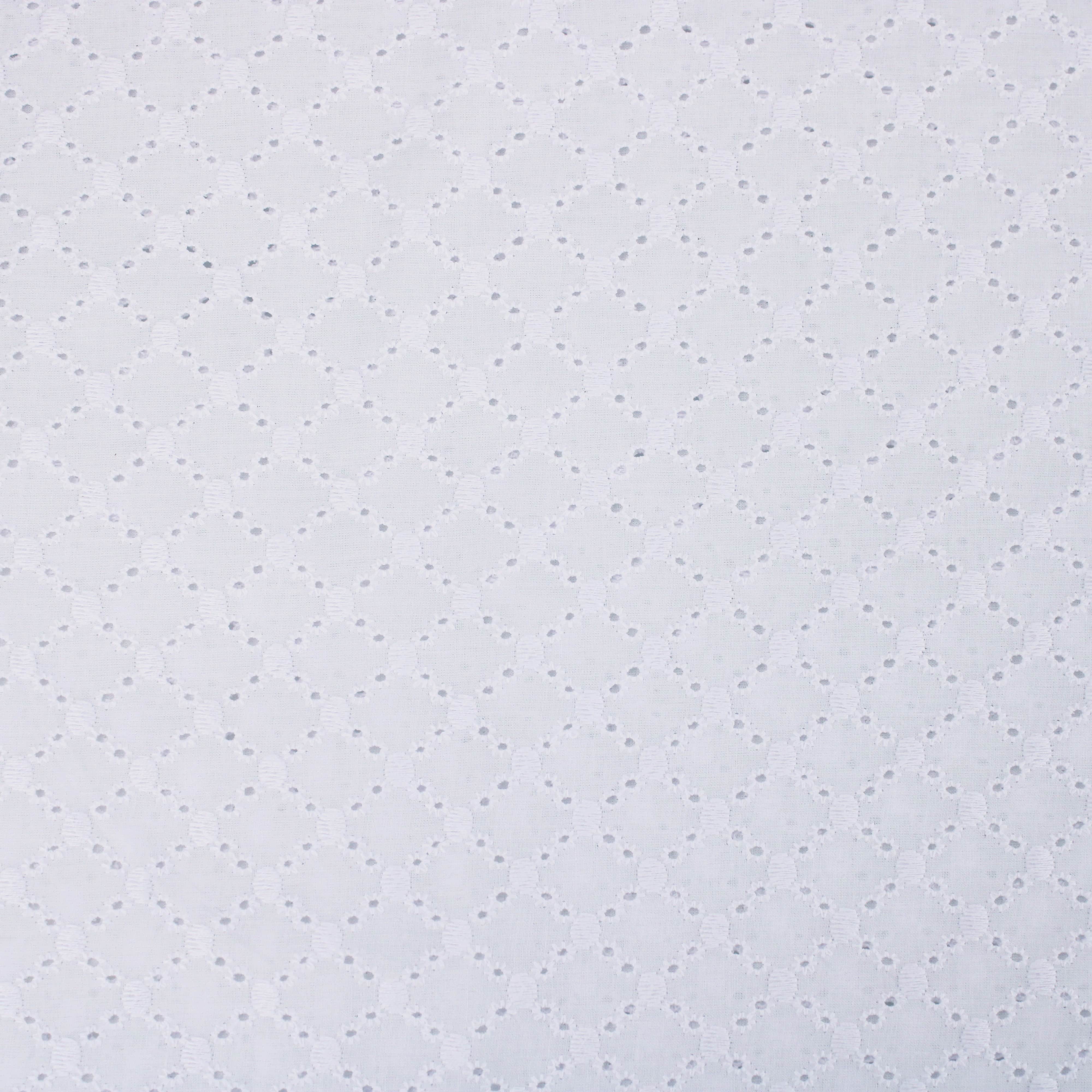 White Broderie Anglaise Pure Cotton - Dotty Grid – Lullabee Fabrics