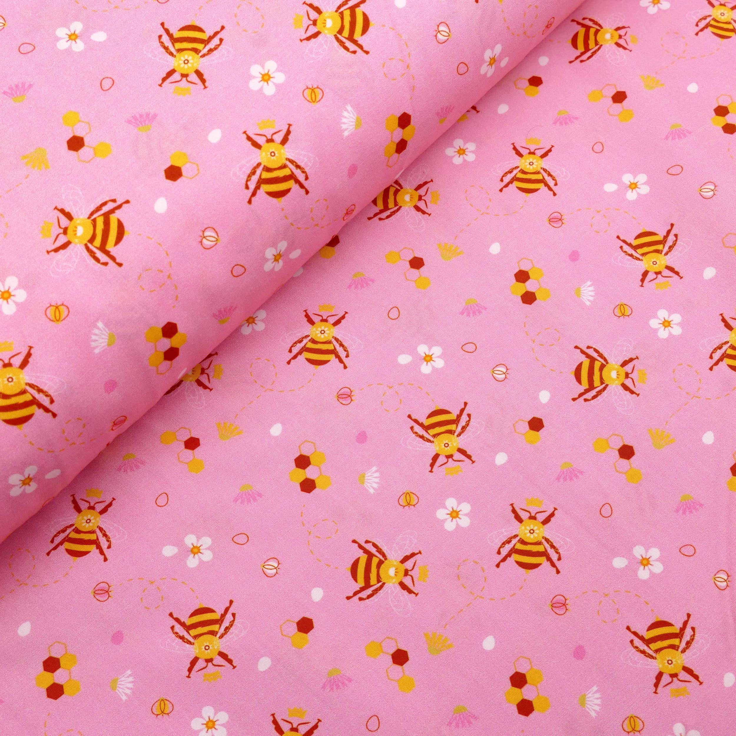 Wonder Bees 100% Cotton Poplin - Rose – Lullabee Fabrics